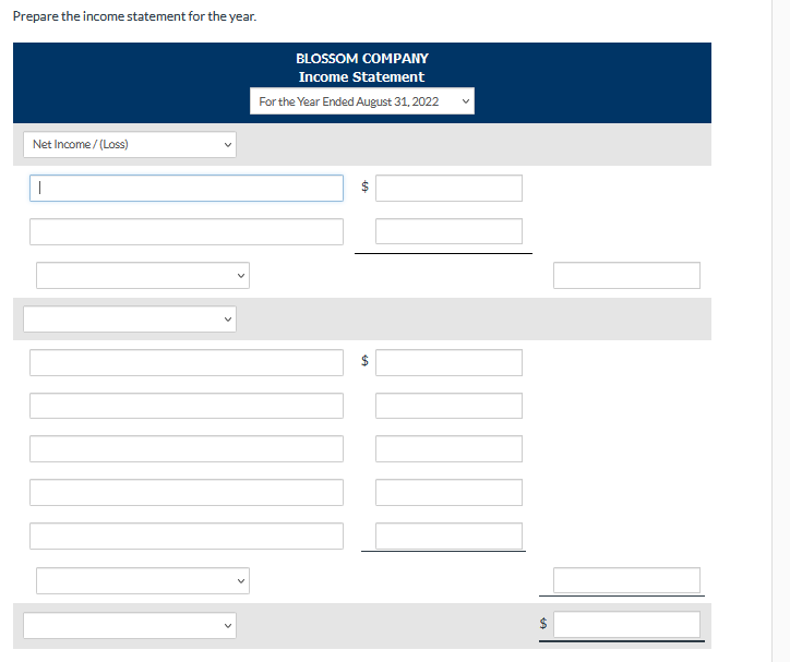 Solved presented below.Prepare the income statement for the | Chegg.com