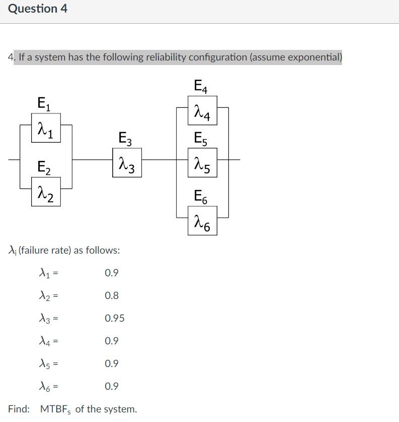 Solved Question 4If a system has the following reliability | Chegg.com