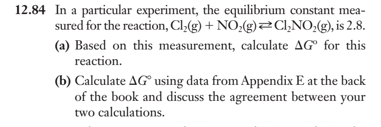 Solved 12.84 In a particular experiment, the equilibrium | Chegg.com