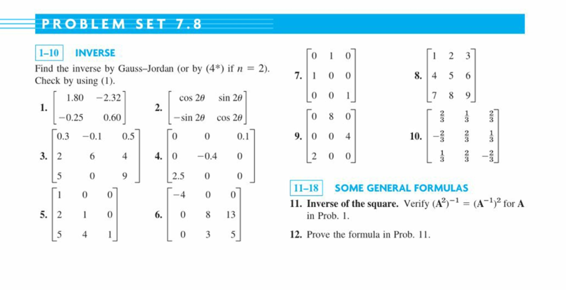 Solved INVERSE Find the inverse by Gauss-Jordan (or by (4∗) | Chegg.com