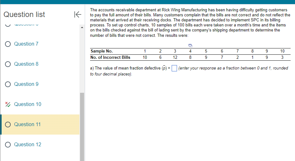 Solved estion list Question 7 Question 8 Question 9 Question | Chegg.com