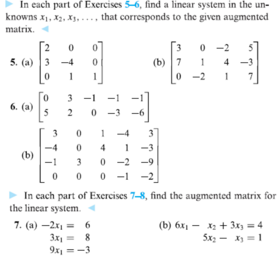 Solved In each part of Exercises 5−6, find a linear system | Chegg.com