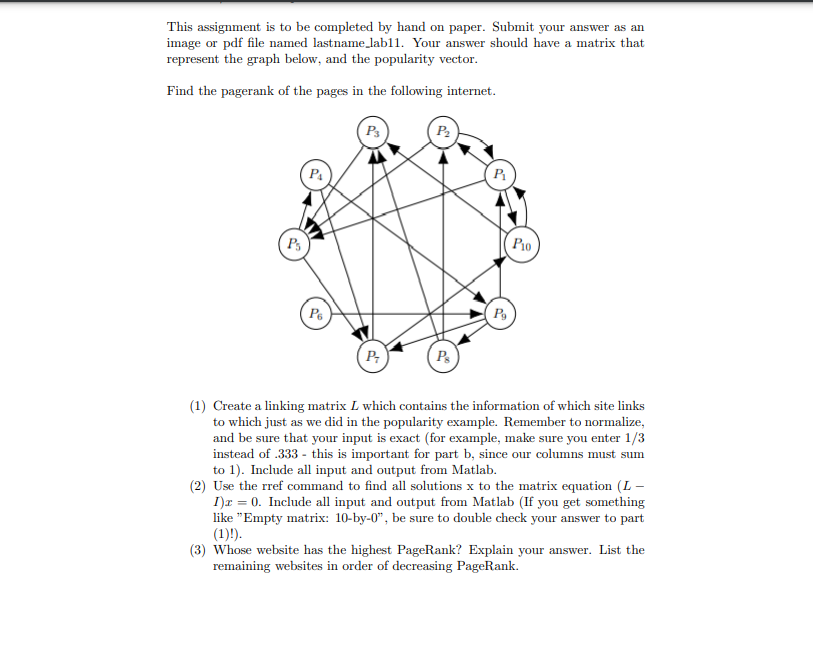 This assignment is to be completed by hand on paper. | Chegg.com