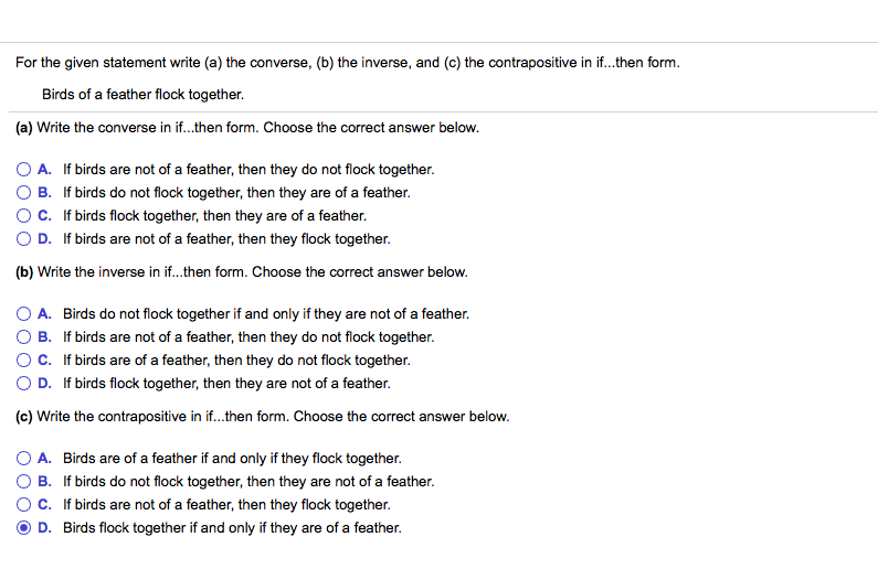 Solved For the given statement write (a) the converse, (b) | Chegg.com