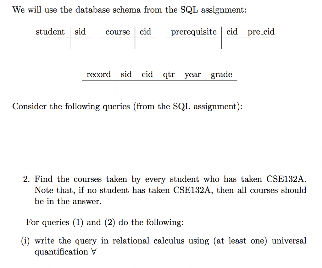 please help with (i) tuple relational calculus. Needs | Chegg.com