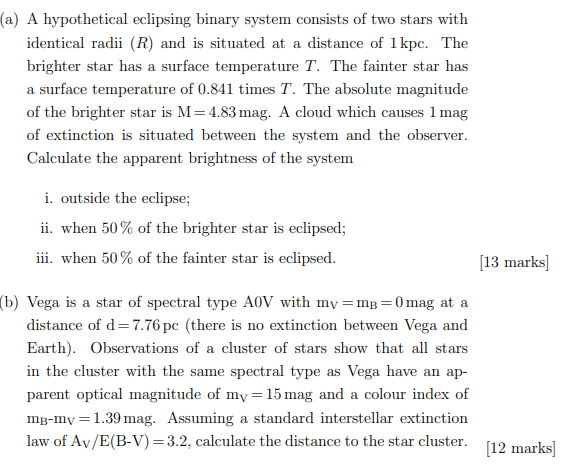 (a) A hypothetical eclipsing binary system consists | Chegg.com