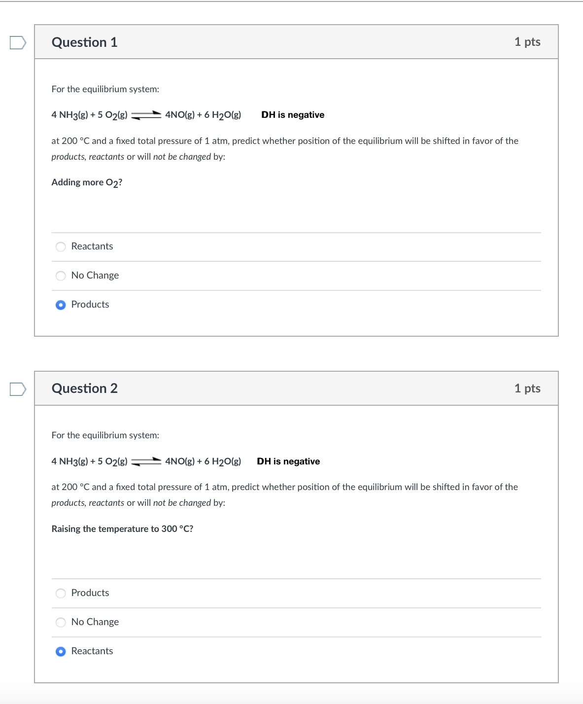 Solved Question 1For the equilibrium | Chegg.com