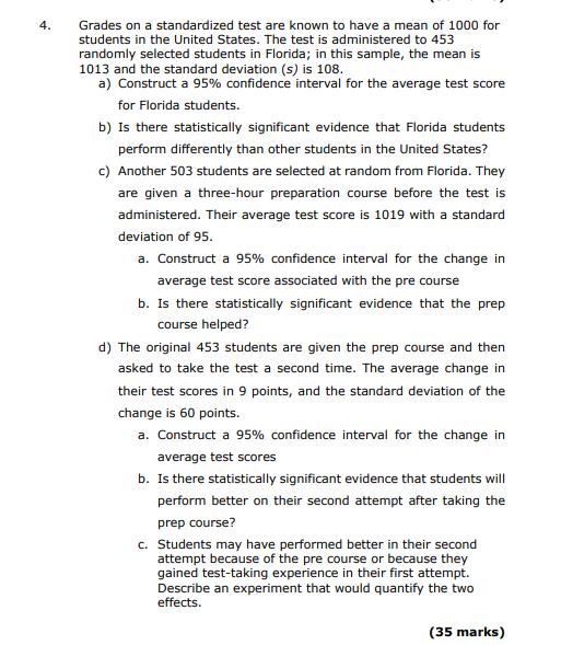 Solved Grades on a standardized test are known to have a | Chegg.com
