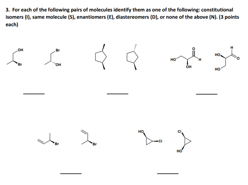 Solved 1. Label the following molecules as either chiral, | Chegg.com