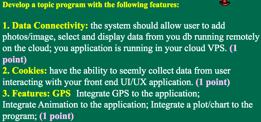 Solved Develop a topic program with the following features: | Chegg.com