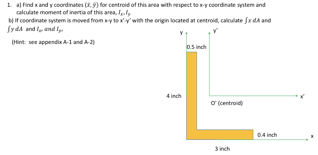 Solved 1. a) Find x and y coordinates (x, y) for centroid of | Chegg.com