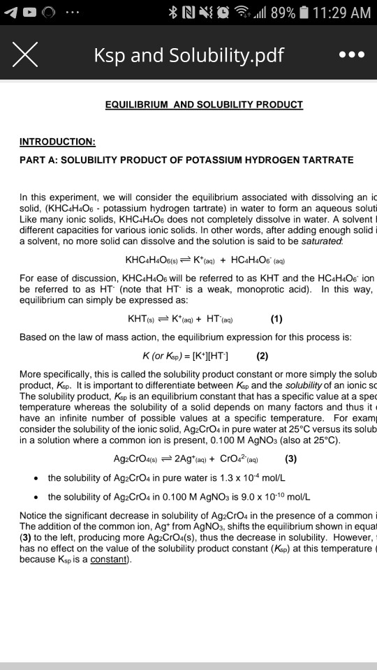 SOLUBILITY PRODUCT - REPORT SHEET CHEMISTRY 1210 | Chegg.com
