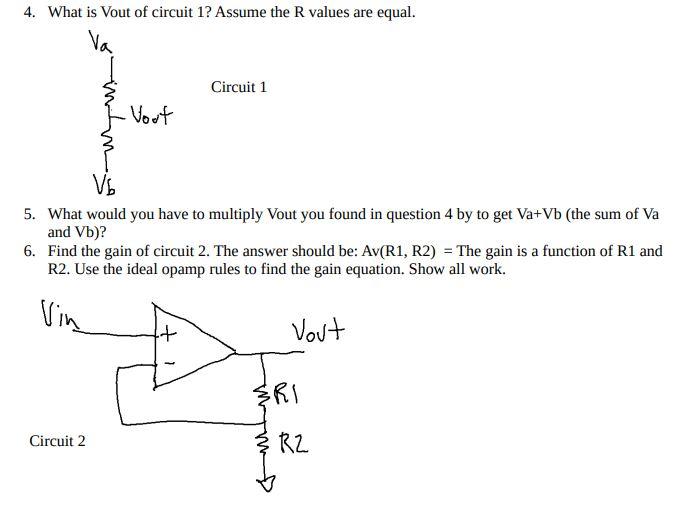 Solved 4. What is Vout of circuit 1 ? Assume the R values | Chegg.com