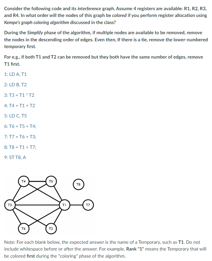 Solved Consider the following code and its interference | Chegg.com