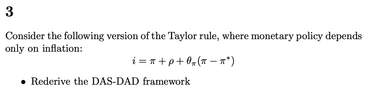 Solved 3 Consider the following version of the Taylor rule, | Chegg.com