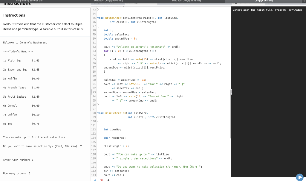 Solved Ch9_Ex5Data.txt Instructions main.cpp + >_ Terminal + | Chegg.com