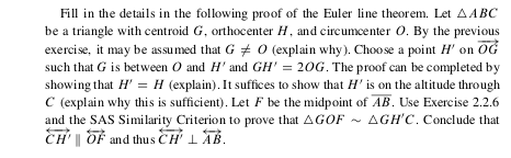 Solved Fill in the details in the following proof of the | Chegg.com