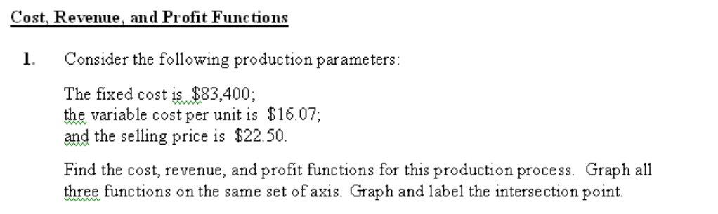 Solved Cost, Revenue, and Profit Functions 1. Consider the | Chegg.com