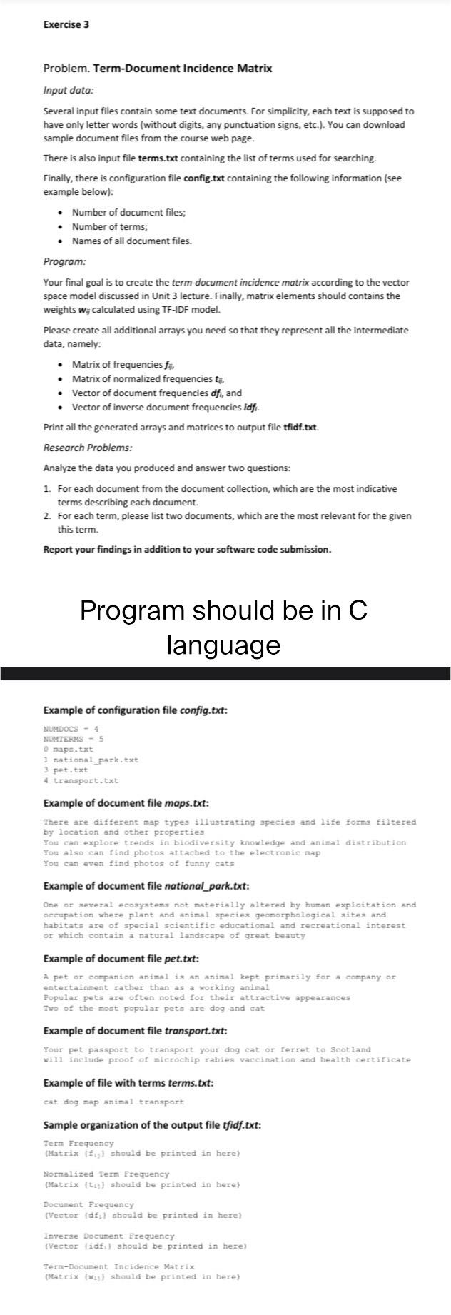 Exercise 3 Problem. Term-Document Incidence Matrix | Chegg.com