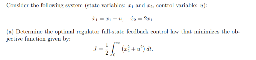 Solved Consider the following system (state variables: x1 | Chegg.com