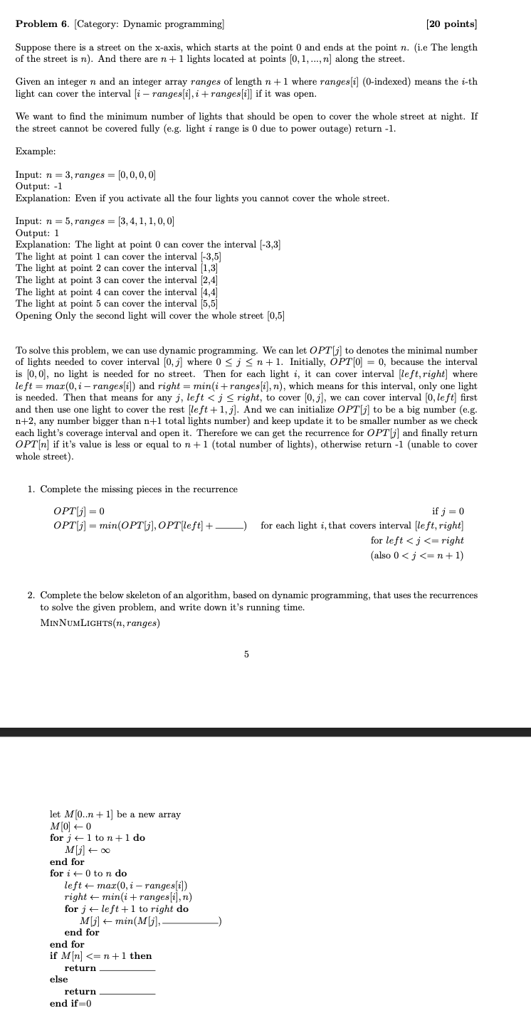 Solved Problem 6. (Category: Dynamic programming) [20 | Chegg.com