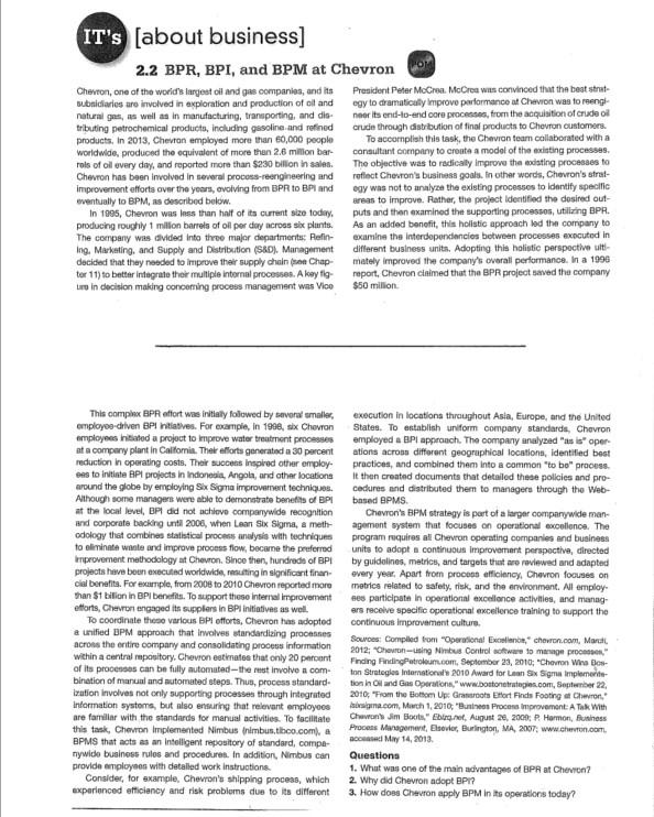 Read The Attached ‘bpr Bpi And Bpm At