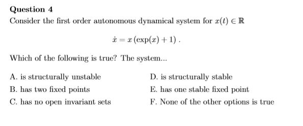 Solved Question 4 Consider the first order autonomous | Chegg.com