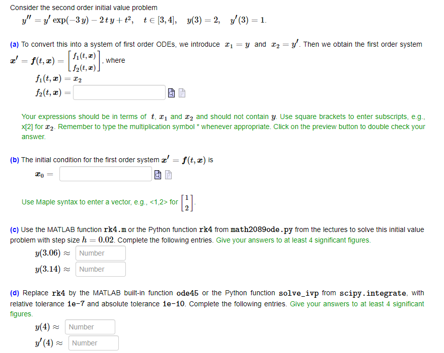 Solved Consider the second order initial value problem | Chegg.com