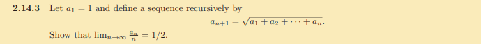 Solved 2.14.3 Let a1 = 1 and define a sequence recursively | Chegg.com