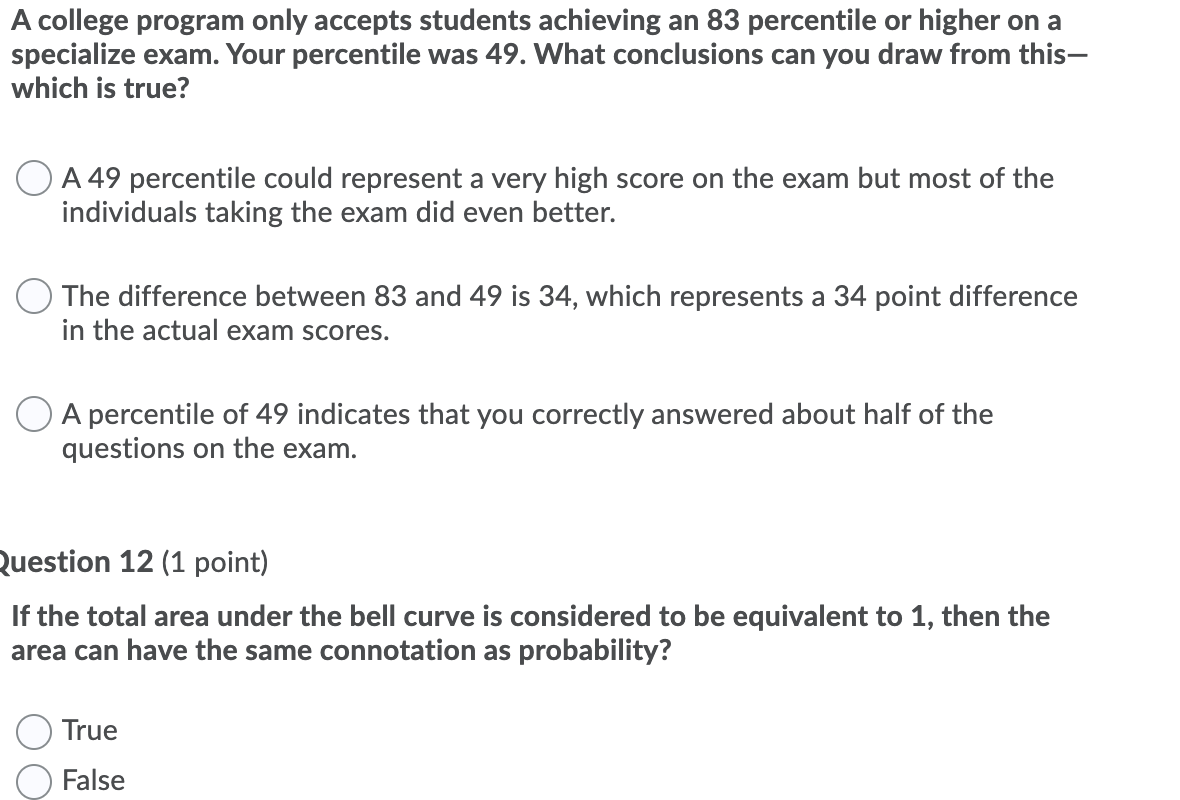 Solved A college program only accepts students achieving an | Chegg.com