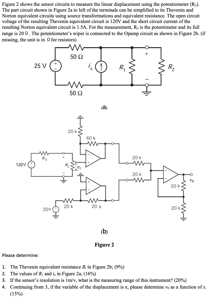 Solved Figure 2 shows the sensor circuits to measure the | Chegg.com