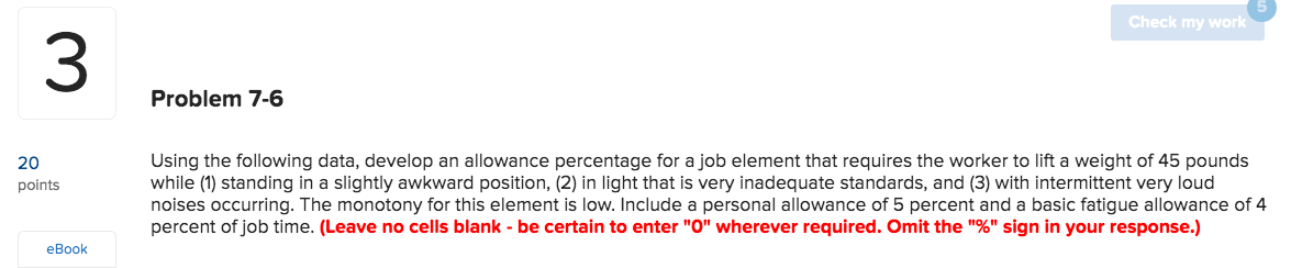 Solved Check my work Problem 7-6 20 points Using the | Chegg.com