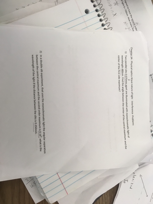 Solved Two parallel slits 0.075mm apart are illuminated with | Chegg.com