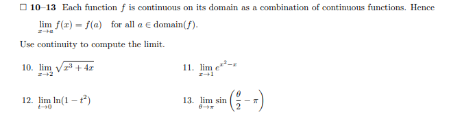 Solved 10-13 Each function f is continuous on its domain as | Chegg.com