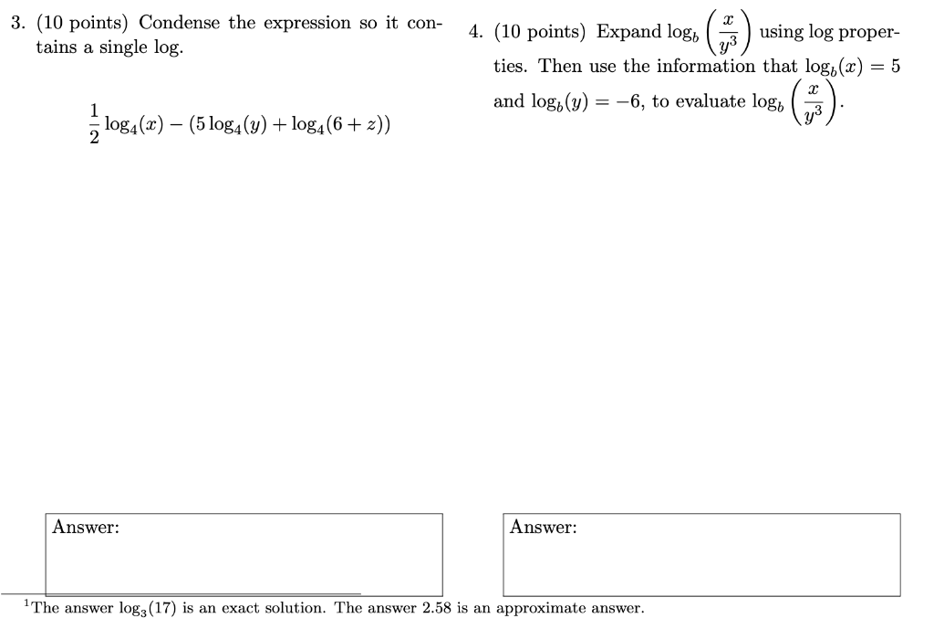 Solved 3. (10 points) Condense the expression so it con- 4. | Chegg.com Solved 3. (10 points) Condense the expression so it con- 4. | Chegg.com