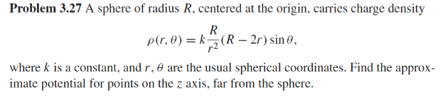 Solved Problem 3.27 A sphere of radius R, centered at the | Chegg.com