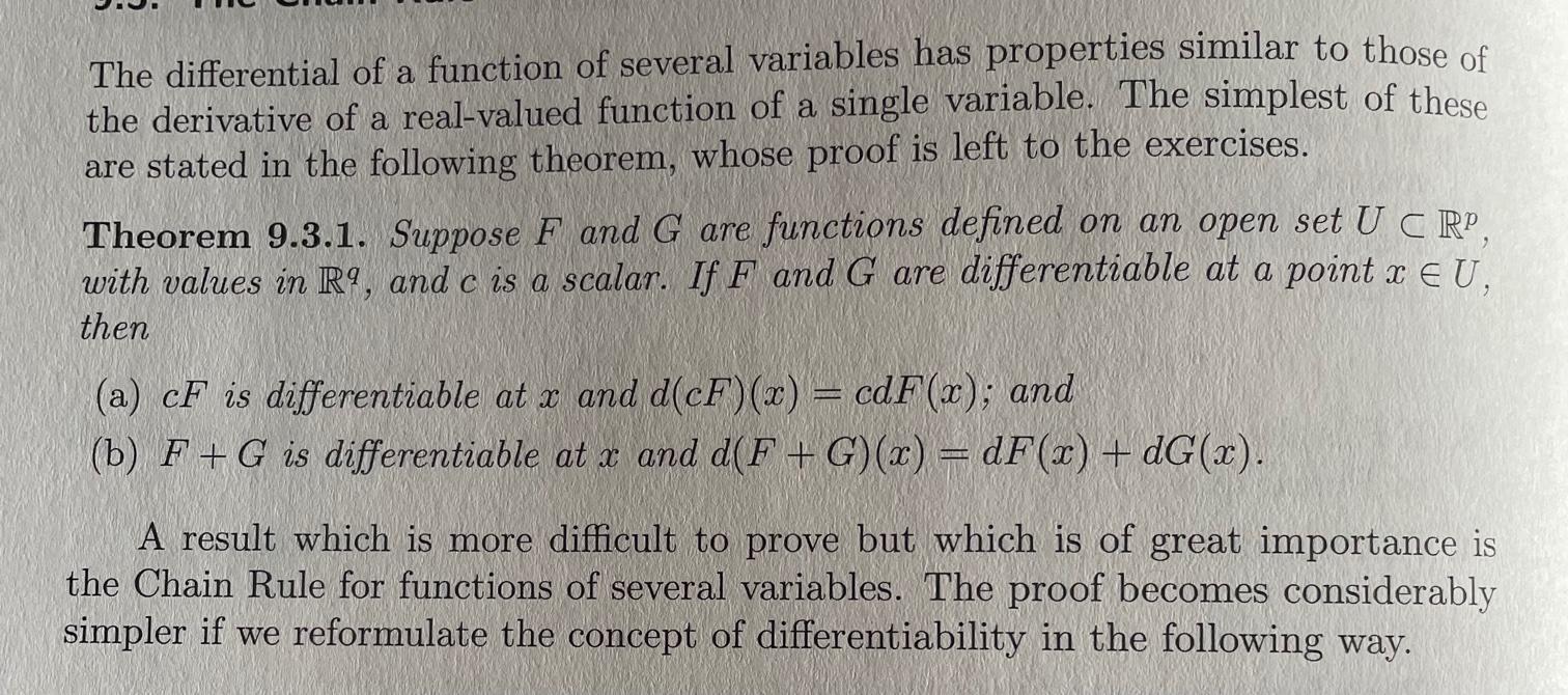 Solved The differential of a function of several variables | Chegg.com