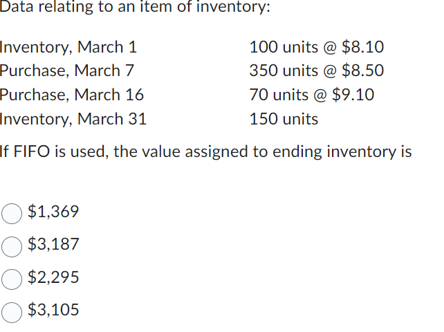 Solved Data relating to an item of inventory:If FIFO is | Chegg.com