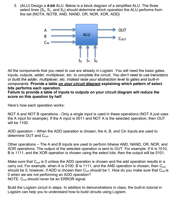 Solved Read the image carefully and make sure to use Logisim | Chegg.com