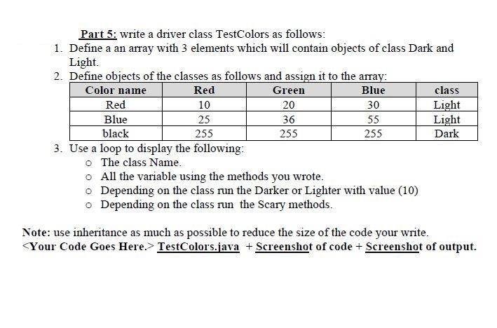 Solved Question 1 Given The Following Class Hierarchy 