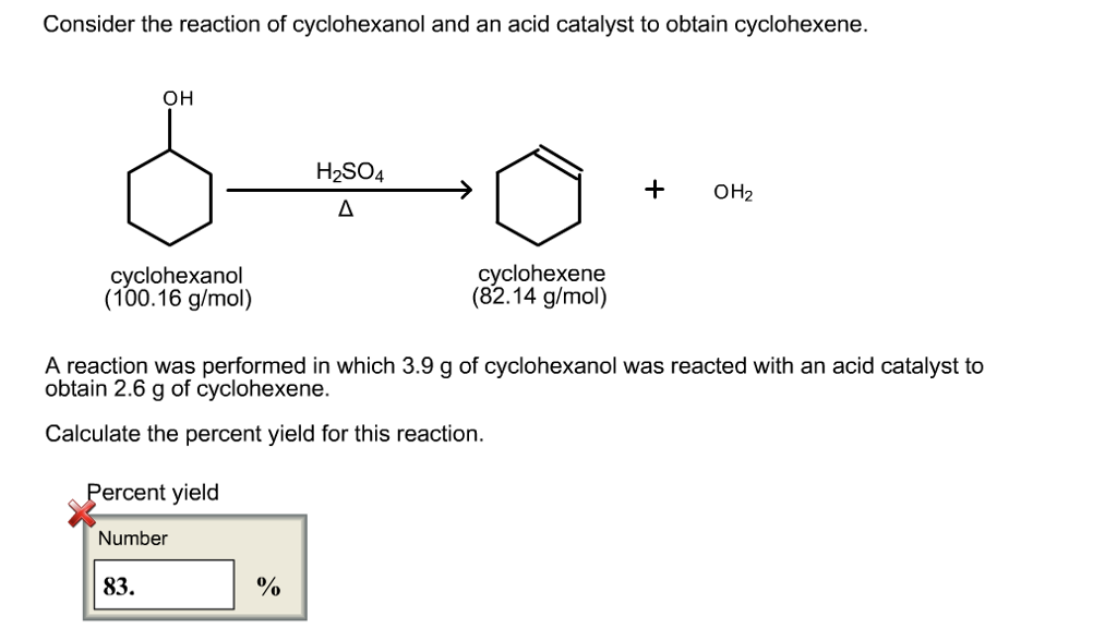 Solved Consider the reaction of cyclohexanol and an acid | Chegg.com