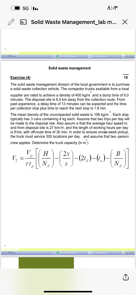 Solved Solid waste management Exercise (4) 10 The solid | Chegg.com