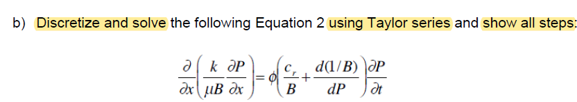 Solved b) Discretize and solve the following Equation 2 | Chegg.com