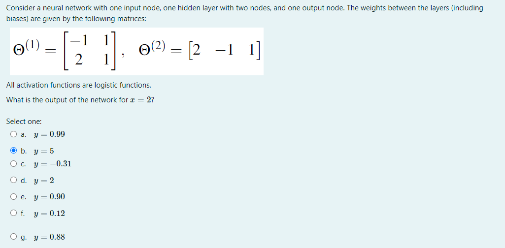 Solved Consider a neural network with one input node, one | Chegg.com
