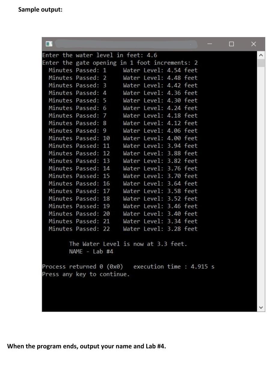 Solved Canal Flood Gate program (validating input and | Chegg.com