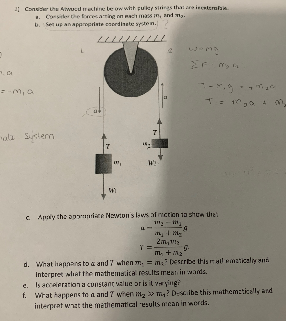 Solved 1) Consider the Atwood machine below with pulley | Chegg.com