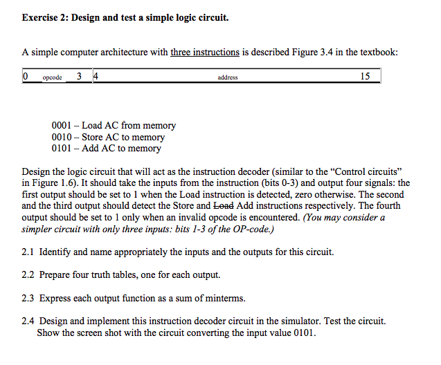 Exercise 2: Design and test a simple logic circuit. A | Chegg.com