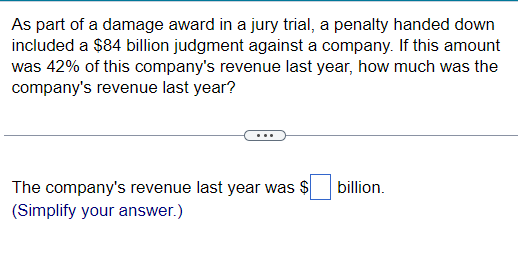 Solved As part of a damage award in a jury trial, a penalty | Chegg.com