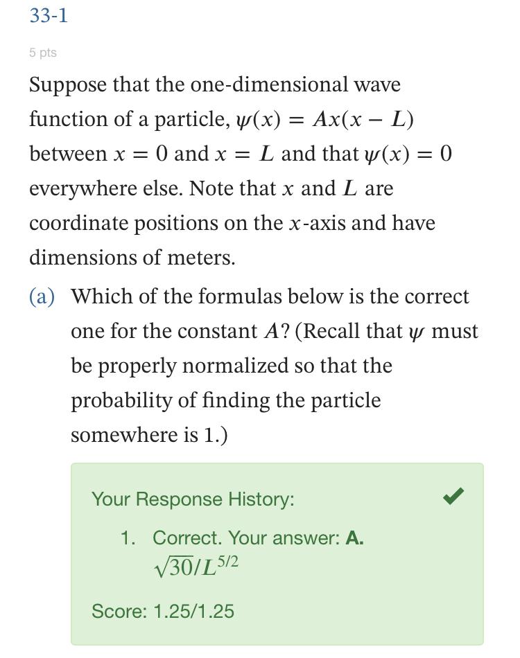 Solved 33-1 5 pts Suppose that the one-dimensional wave | Chegg.com