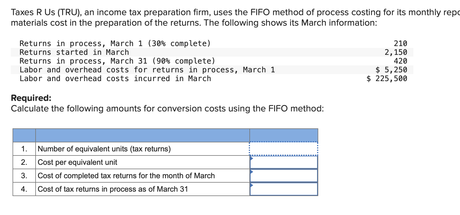 Solved Taxes R Us (TRU), ﻿an income tax preparation firm, | Chegg.com